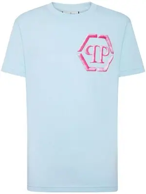Philipp Plein Hexagon Logo-print Cotton T-shirt - Blue