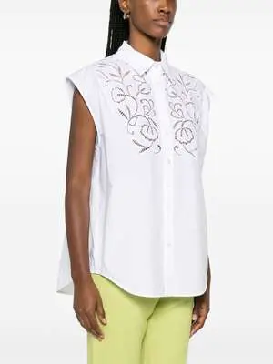 P.a.r.o.s.h Canyox Crochet-detailed Shirt - White