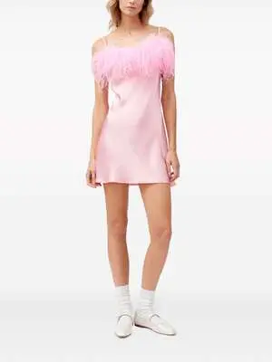 Sleeper Boheme Feather-trim Minidress