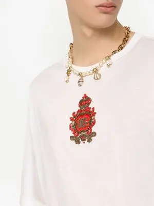 Dolce & Gabbana Heraldic-patch Silk T-shirt