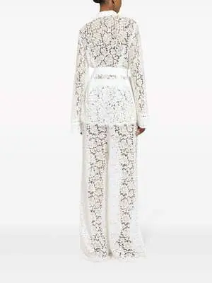 Dolce & Gabbana Floral Lace Belted Shirt - White