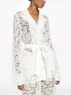 Dolce & Gabbana Floral Lace Belted Shirt - White
