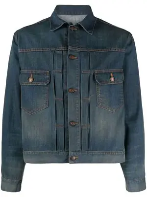 MAISON MARGIELA Pleat-detailing Denim Jacket - Blue