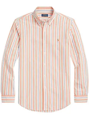 Polo Ralph Lauren Classic-collar Striped Cotton Shirt - White