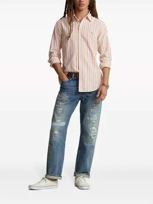 Polo Ralph Lauren Classic-collar Striped Cotton Shirt - White