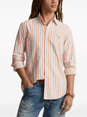 Polo Ralph Lauren Classic-collar Striped Cotton Shirt - White
