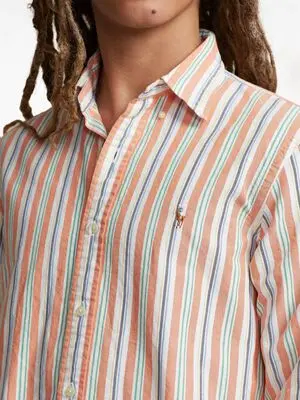 Polo Ralph Lauren Classic-collar Striped Cotton Shirt - White
