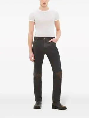 COURREGES Distressed Straight-leg Leather Trousers