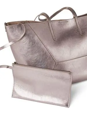 Brunello Cucinelli Metallic Leather Tote Bag - Pink