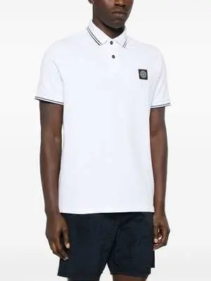 Stone Island Contrast-trim Polo Shirt - White