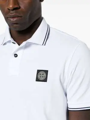 Stone Island Contrast-trim Polo Shirt - White