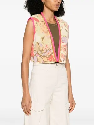 FORTE_FORTE Jacquard-pattern Ribbed-knit Cropped Vest