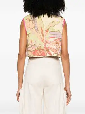 FORTE_FORTE Jacquard-pattern Ribbed-knit Cropped Vest