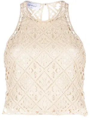 Off-White Crochet-knit Cropped Tank Ntop