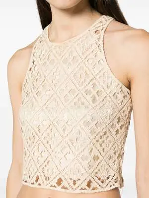 Off-White Crochet-knit Cropped Tank Ntop