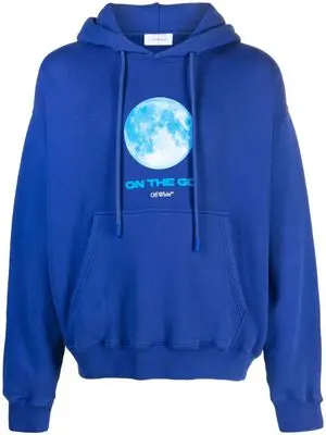 Off-White Moon Print Hoodie - Blue