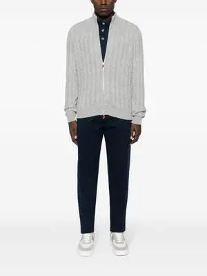 Kiton Long-sleeve Jersey Polo Shirt - Blue