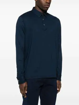 Kiton Long-sleeve Jersey Polo Shirt - Blue