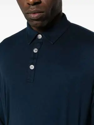 Kiton Long-sleeve Jersey Polo Shirt - Blue