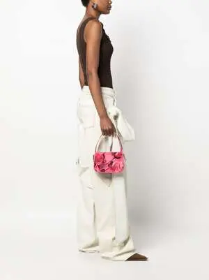 Blumarine Rhinestone-logo Floral-print Leather Tote