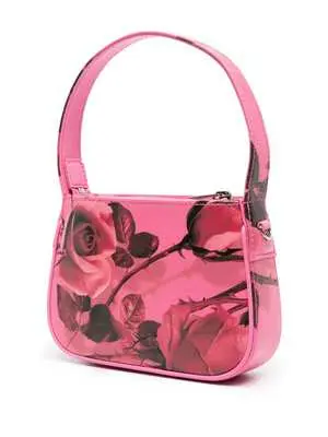 Blumarine Rhinestone-logo Floral-print Leather Tote