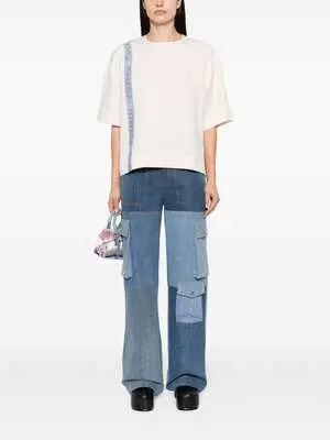 JW Anderson Logo-print Linen-blend T-shirt - Neutrals