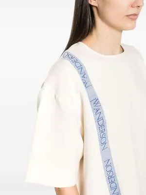 JW Anderson Logo-print Linen-blend T-shirt - Neutrals