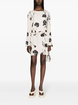 TWINSET Floral-print Belted Minidress - Neutrals