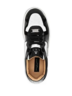 Philipp Plein Panelled Leather Sneakers - Black