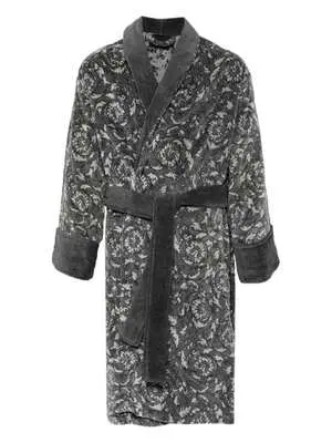 Versace Barocco Belted Bathrobe - Grey
