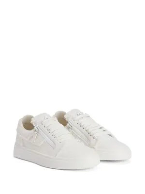 GIUSEPPE ZANOTTI Gz94 Leather Double-zip Low-top Sneakers - White
