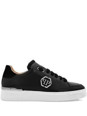 Philipp Plein Logo-print Leather Sneakers - Black