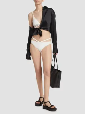 Simkhai Emmalynn Strappy Bikini Bottoms - White