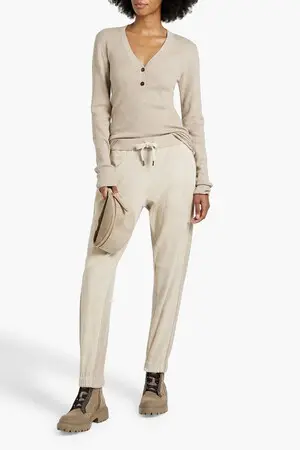 Brunello Cucinelli Cashmere And Suede Tapered Pants