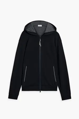 Brunello Cucinelli Cotton-Blend Jersey Hoodie Black