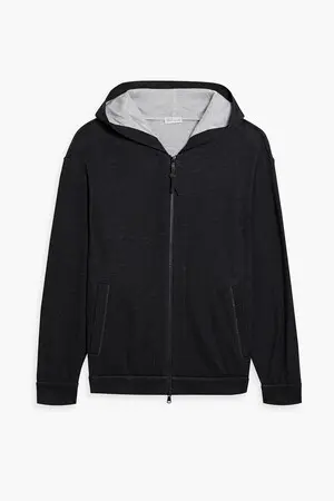 Brunello Cucinelli Cotton-Blend Jersey Hoodie Dark Gray