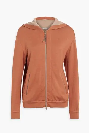 Brunello Cucinelli Cotton-Blend Jersey Hoodie Peach