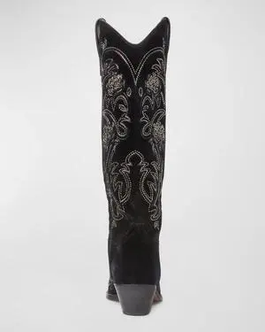 Ralph Lauren Jaelynne Beaded Velvet Cowboy Boots