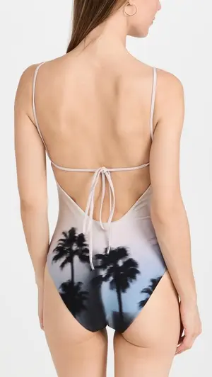 Simkhai Elenora One Piece Swimsuit - Hazy Palm Print