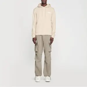 Sandro Fleece Hoodie With Rubber Branding - Beige