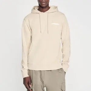 Sandro Fleece Hoodie With Rubber Branding - Beige