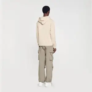 Sandro Fleece Hoodie With Rubber Branding - Beige
