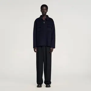 Sandro Zipped Overshirt - Navy Blue