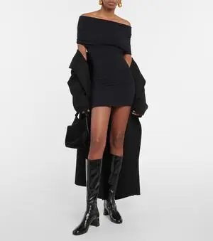 Wardrobe.NYC Off-shoulder Mini Dress In /grizzly
