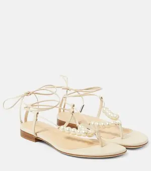 Magda Butrym Faux-pearl Embellished Leather Sandals - White