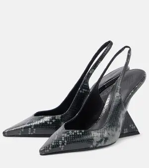 Attico Cheope 105 Leather Slingback Pumps - Black