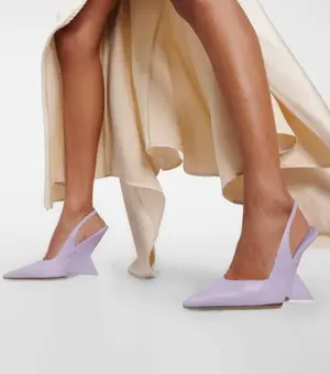 Attico Cheope 105 Leather Slingback Pumps - Purple