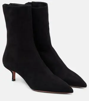 AQUAZZURA Montmartre 50 Suede Ankle Boots - Black