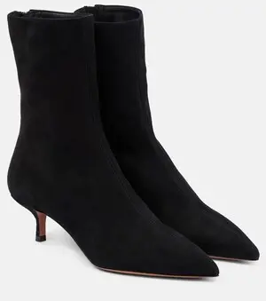 AQUAZZURA Montmartre 50 Suede Ankle Boots - Black