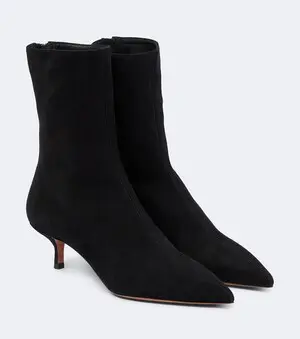 AQUAZZURA Suede Ankle Boots - Black